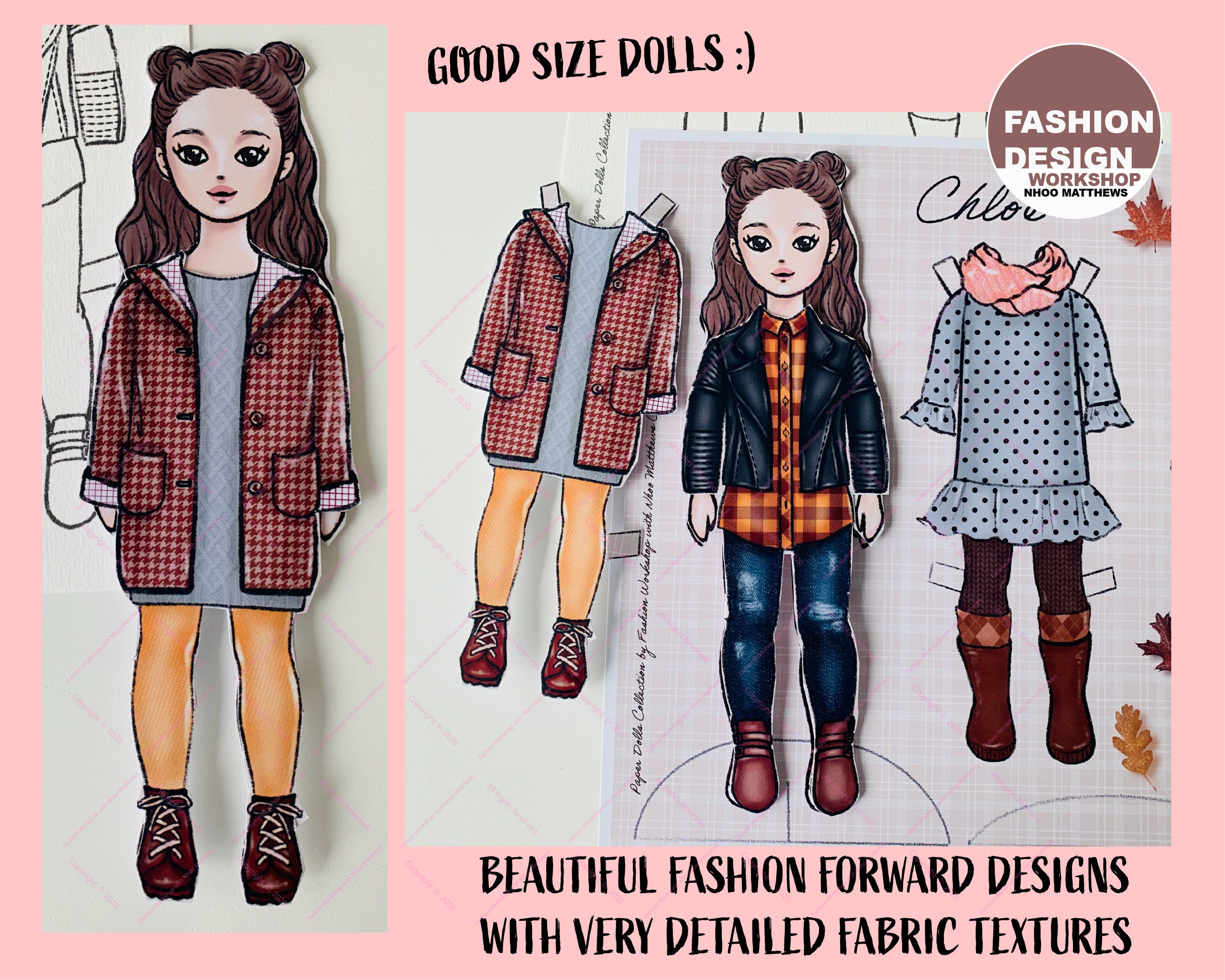 WINTER HOLIDAY 4 Sets Bundle Printable Paper Dolls With Coloring Pages ...