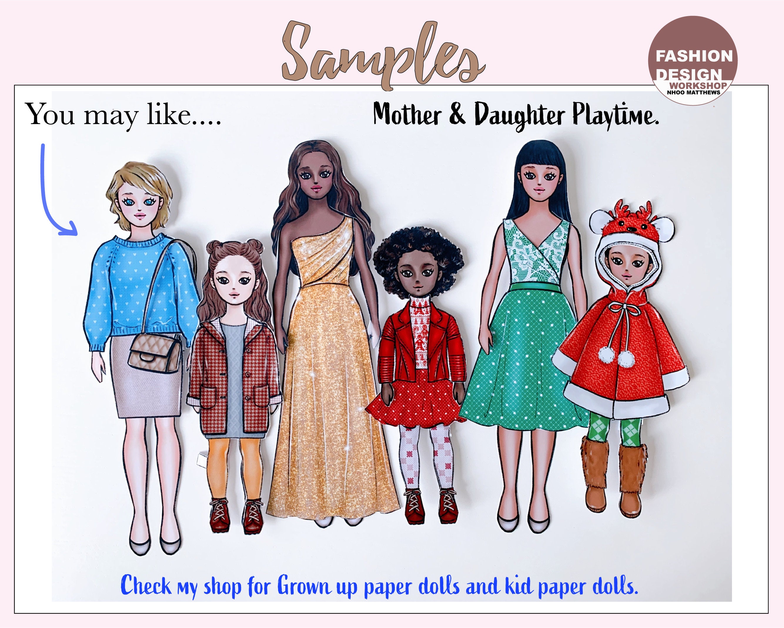 WINTER HOLIDAY 4 Sets Bundle Printable Paper Dolls With Coloring Pages ...