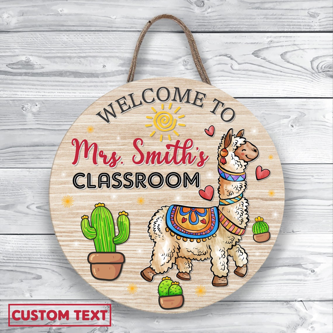 Llama Teacher Door Sign Personalized Teacher Door Sign - Etsy