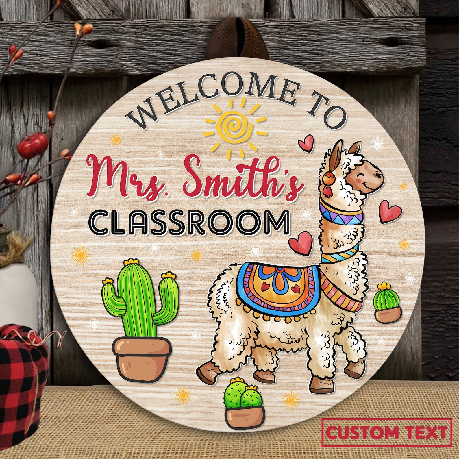 Llama Teacher Door Sign Personalized Teacher Door Sign - Etsy