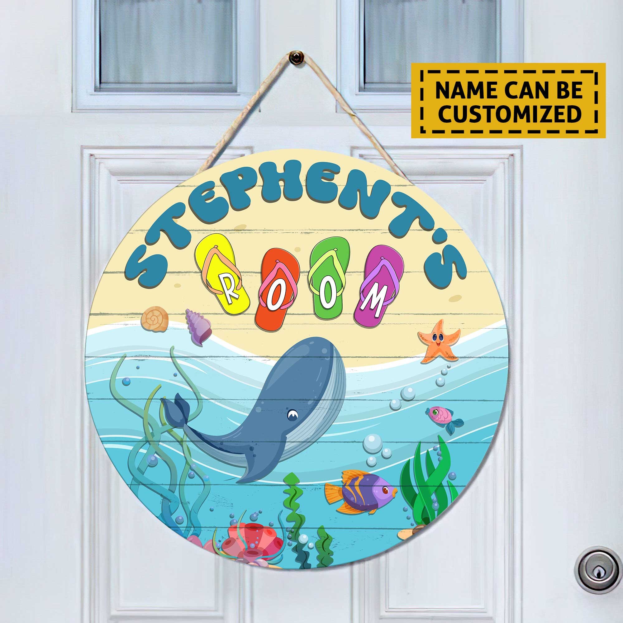 Customized Sea Life Round Wood Door Sign Personalized Kids - Etsy
