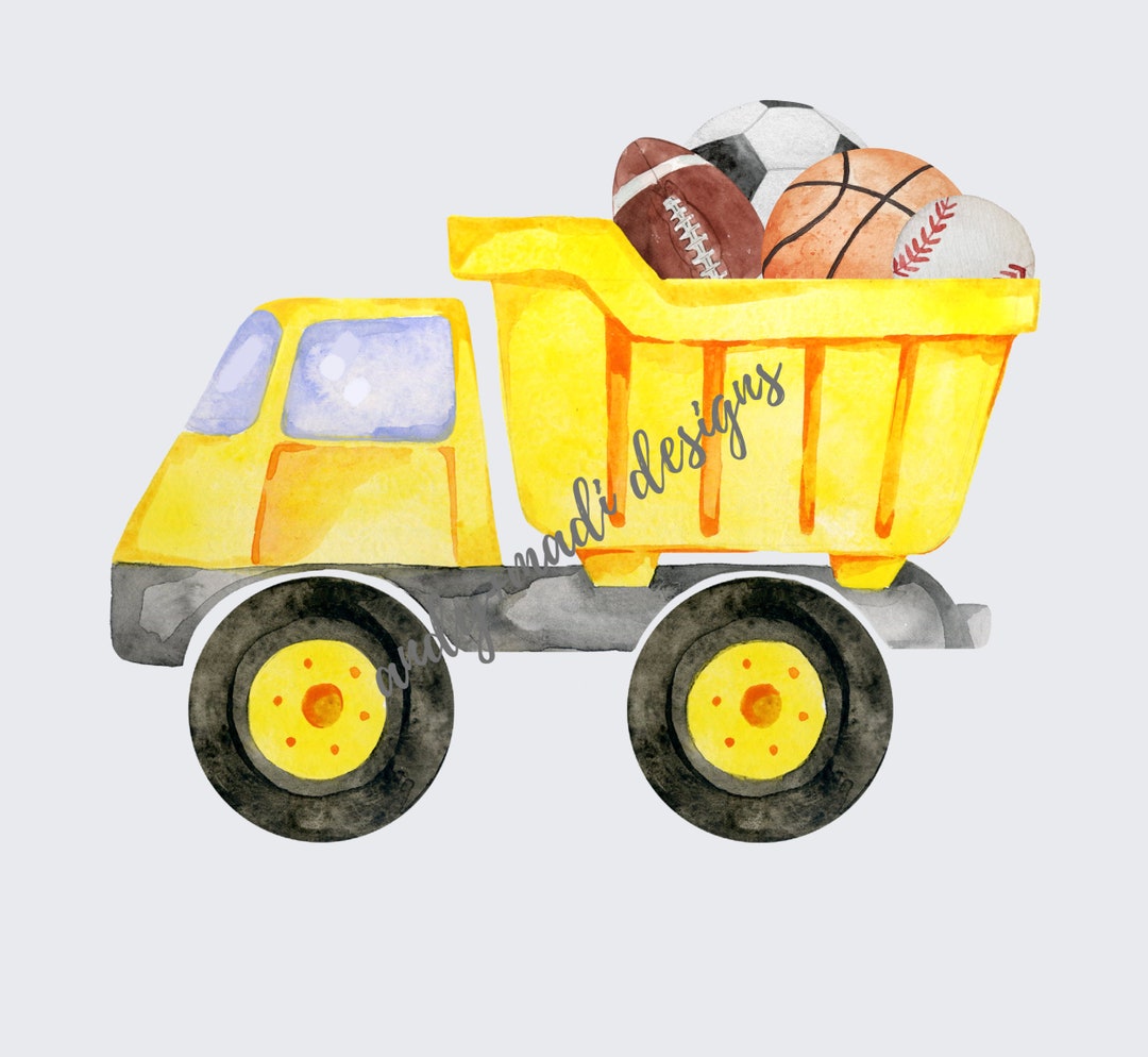Watercolor Sports Dump Truck, PNG, Digital Download, Sports Shirt, Kids ...