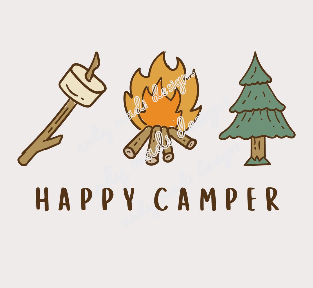 Happy Camper PNG / Toddler, Kids Outdoors Camping Design / Marshmallows ...