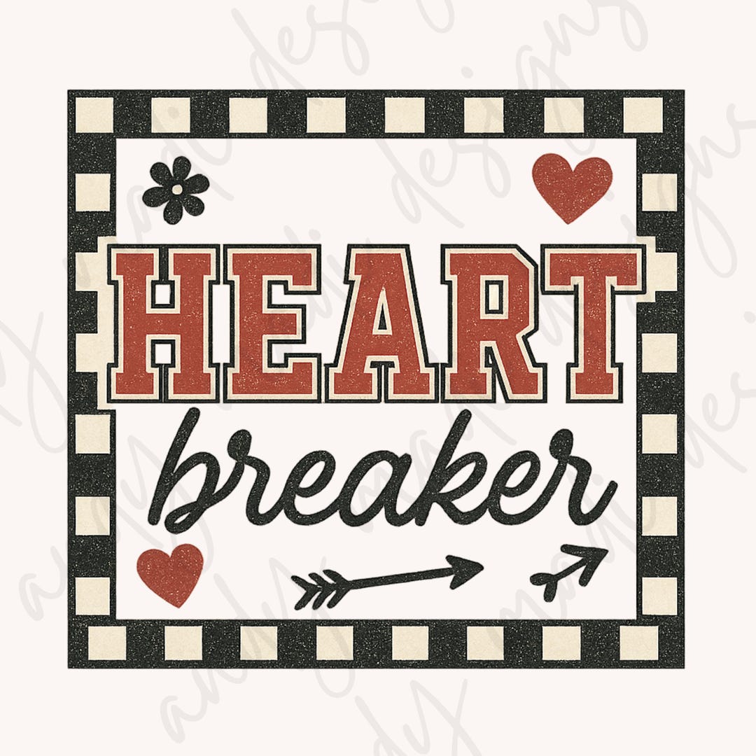 Heartbreaker PNG, Valentines Day Doodle for Boys/kids, Checked Vday ...