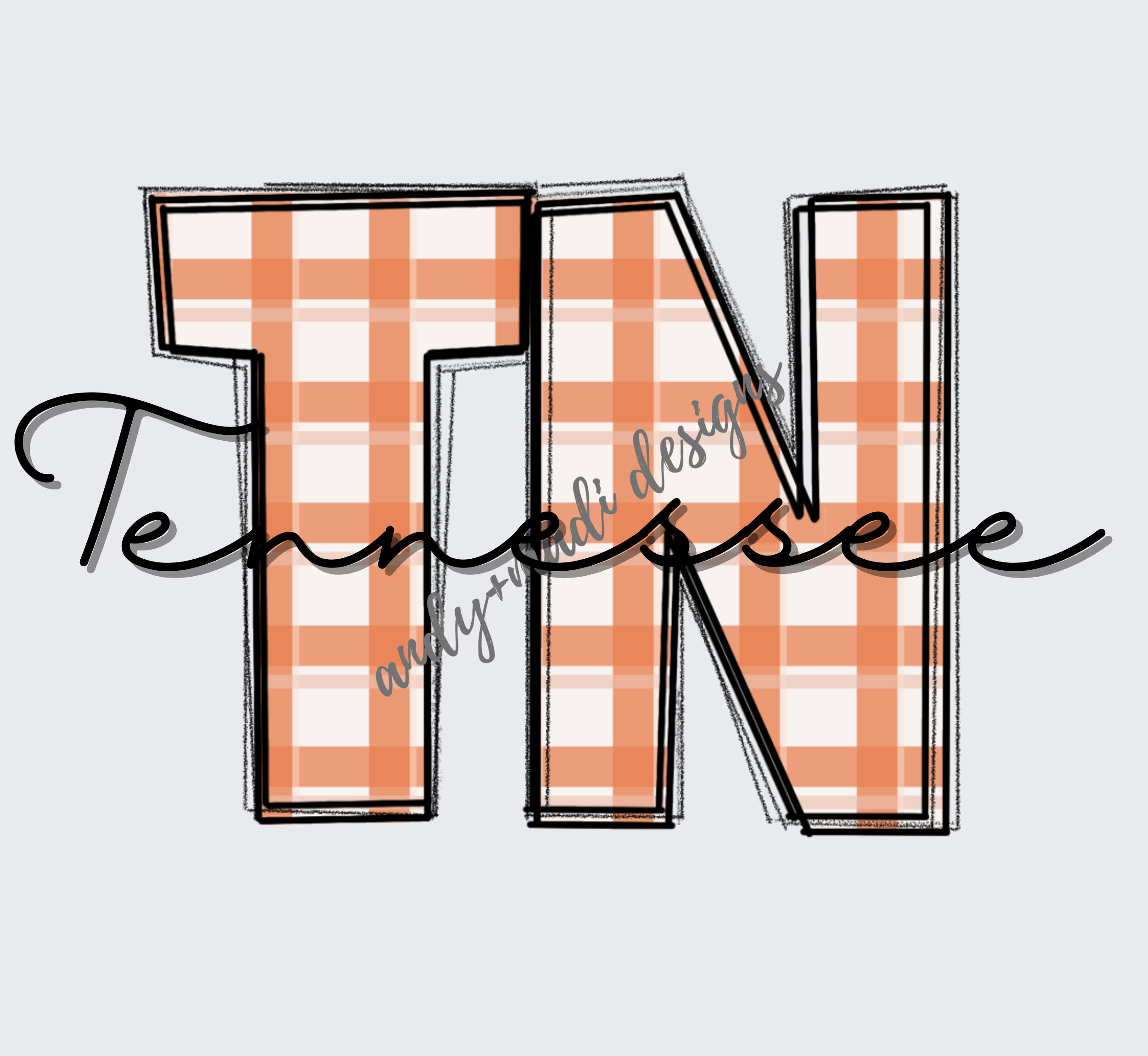 TN Tennessee PNG / Orange Gingham Plaid / Digital Download - Etsy
