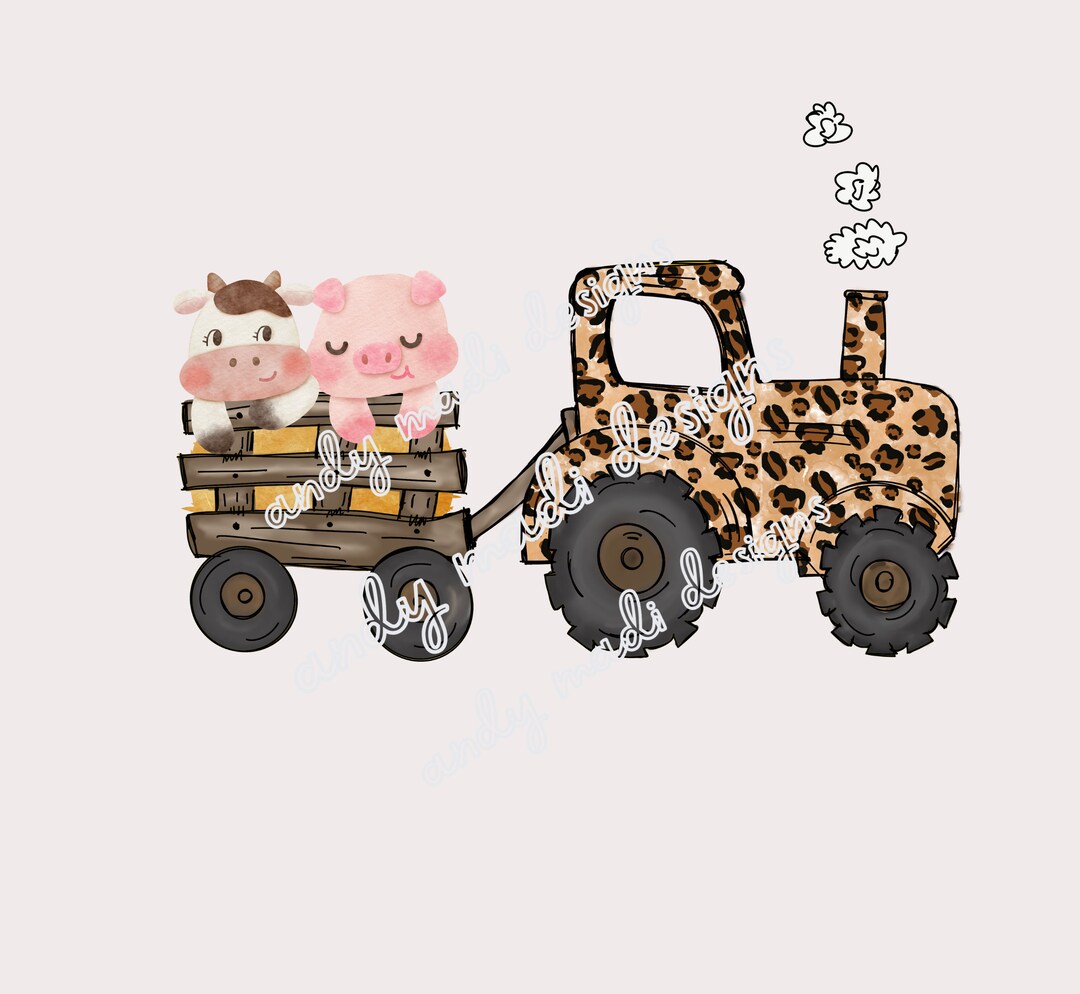 Leopard Tractor With Farm Animals PNG / Cute PNG Design for Sublimation ...