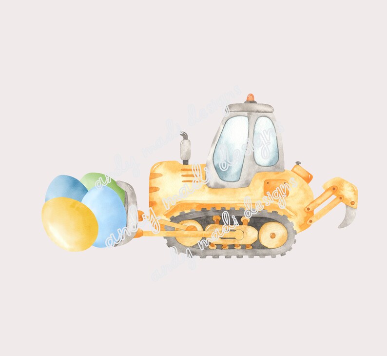 Easter Egg Excavator PNG / Boys Tractor Watercolor Easter - Etsy