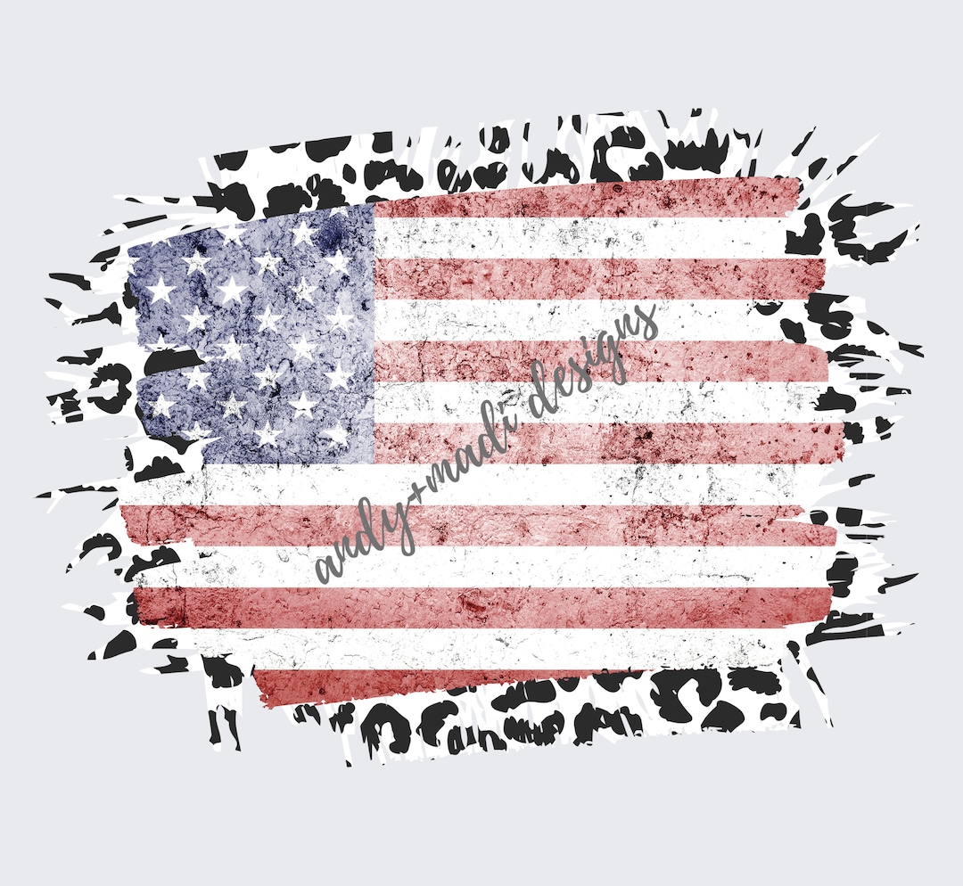 Distressed American Flag PNG / Flag With Leopard Background / - Etsy