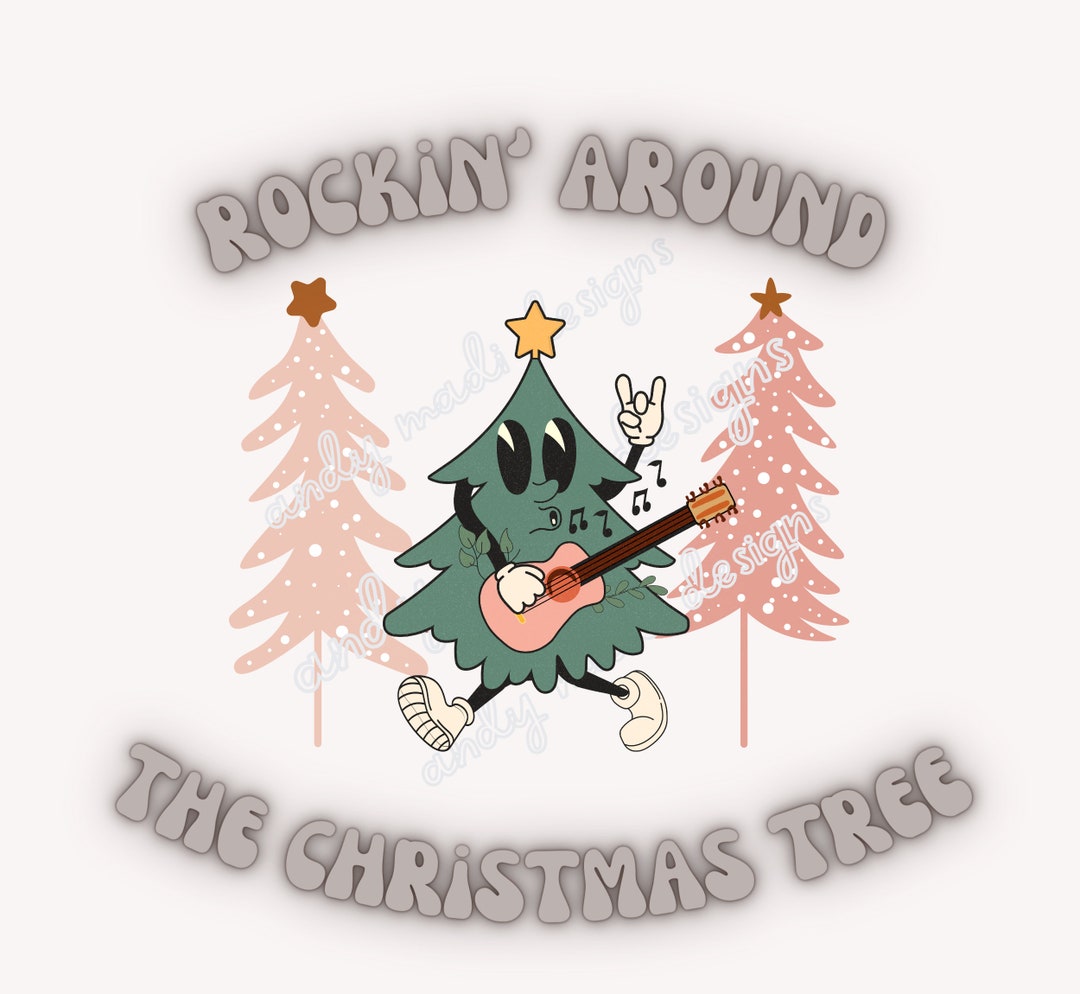 Rockin' Around Christmas Tree PNG / Retro Christmas Design / Digital ...