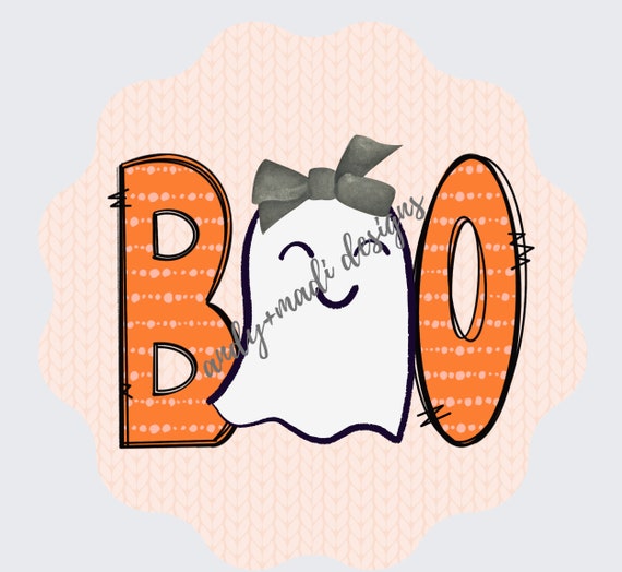 BOO Ghost PNG / Girl Halloween Design / Ghost With Bow / - Etsy