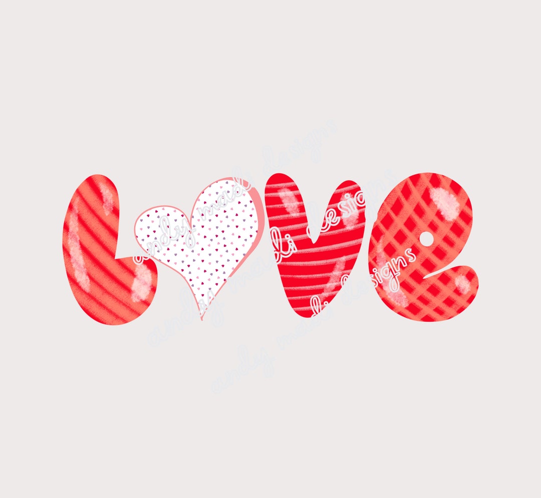Love PNG Red Bubble Letters With Hearts / Valentines Design / - Etsy