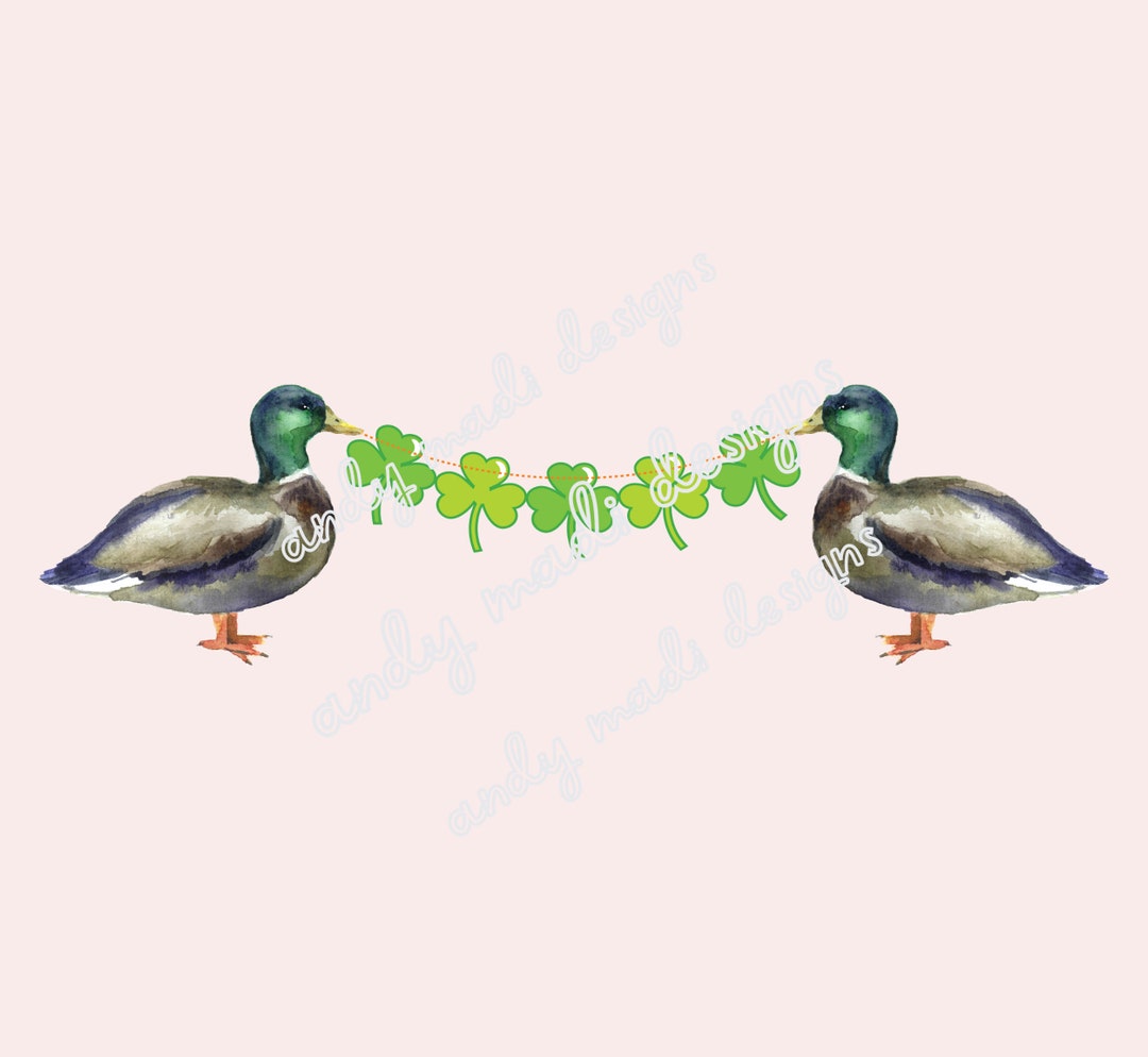 St. Patrick's Duck PNG / Ducks With Clover Banner Design / Digital ...