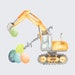 Easter Tractor, Excavator PNG / Watercolor Easter Construction Design ...