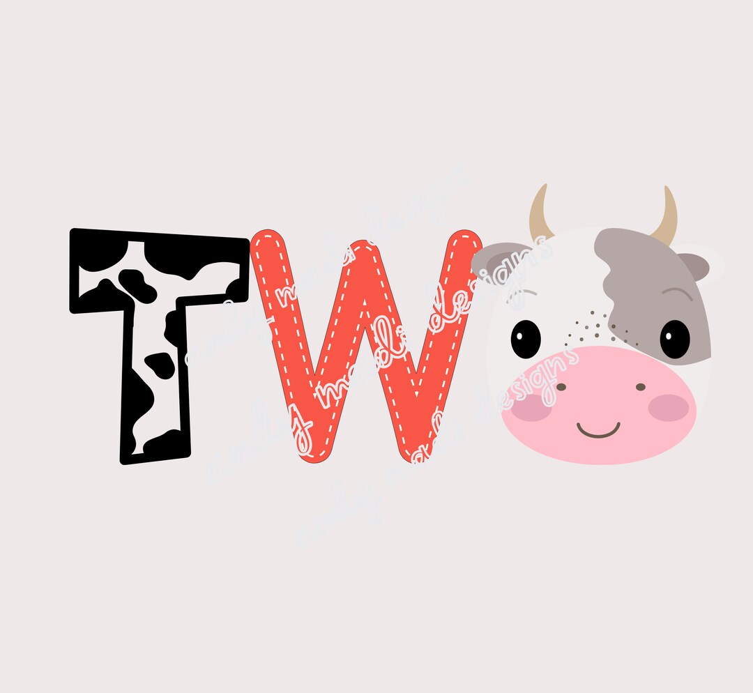 Two Cow Design for Boy / 2nd Birthday Design for Farm, Barnyard Party ...