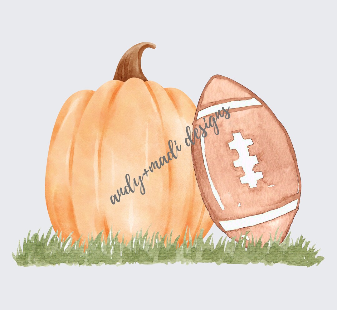 Pumpkin and Football PNG / Watercolor Design for Fall / Football Season ...