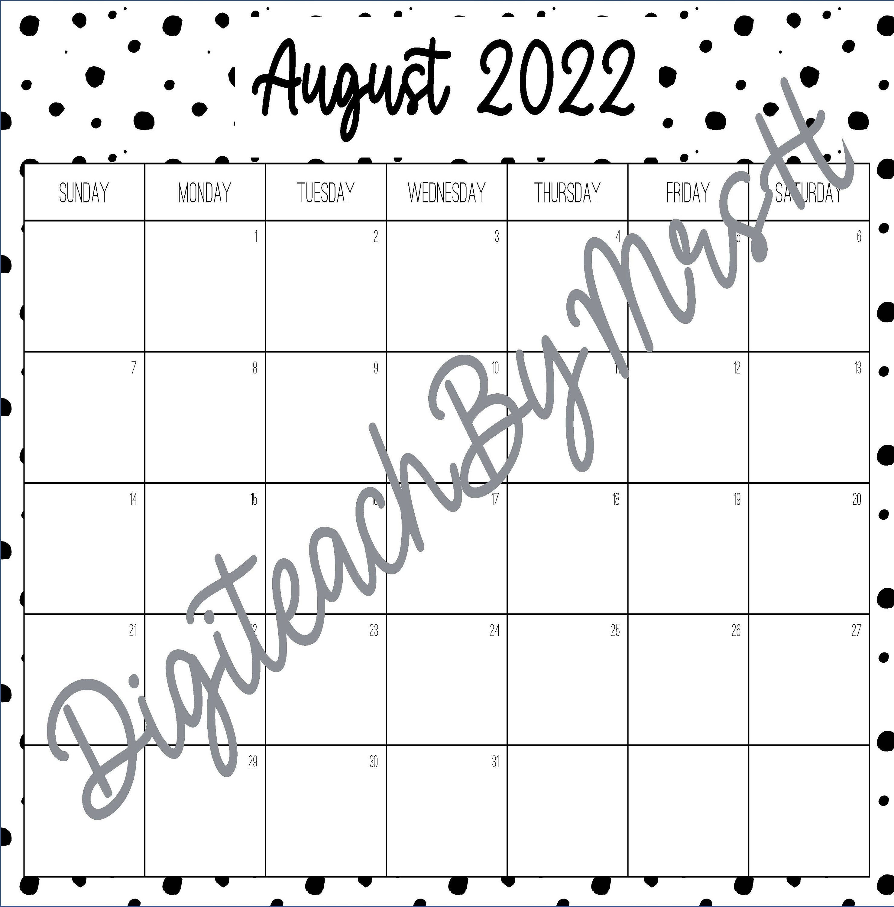 Calendar 2022 July And August