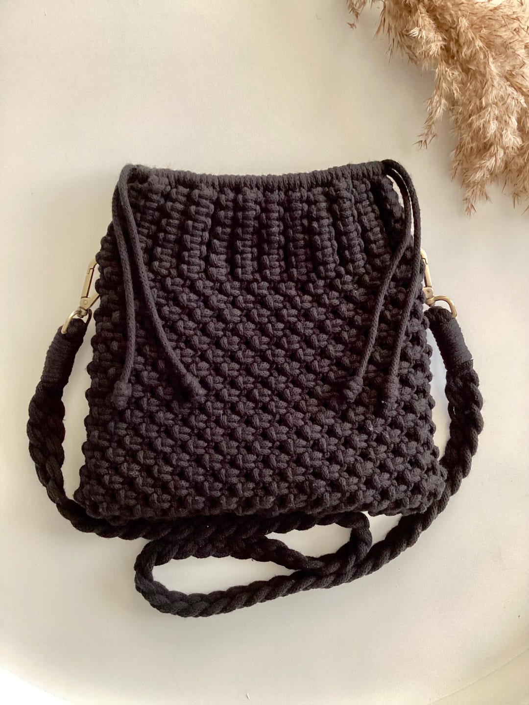 Macrame Crossbody Drawstring Bag - Etsy