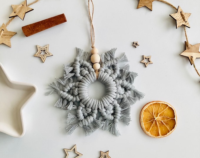 Macrame Snowflake Ornament - Etsy
