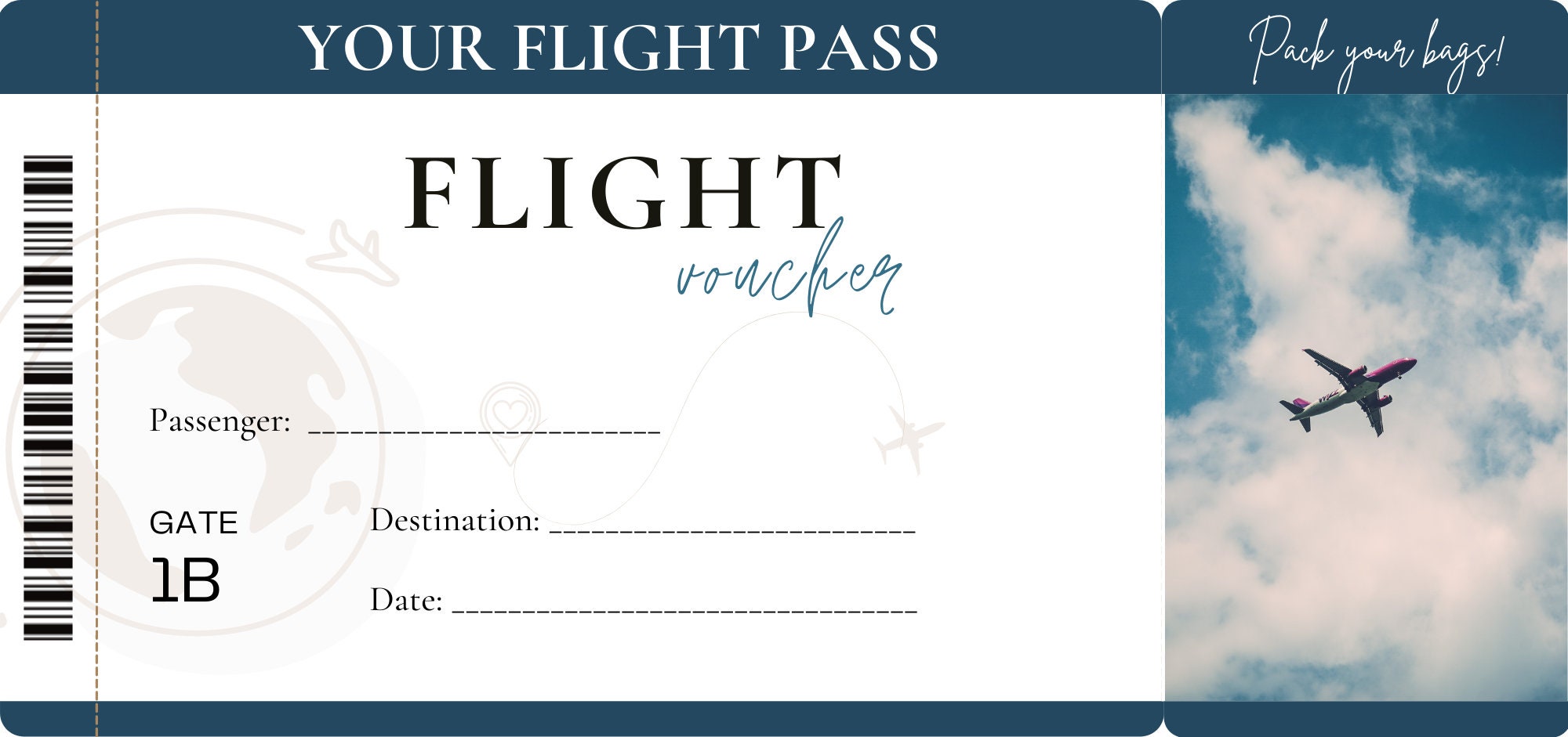 Flight Voucher Template to Print Yourself - Etsy