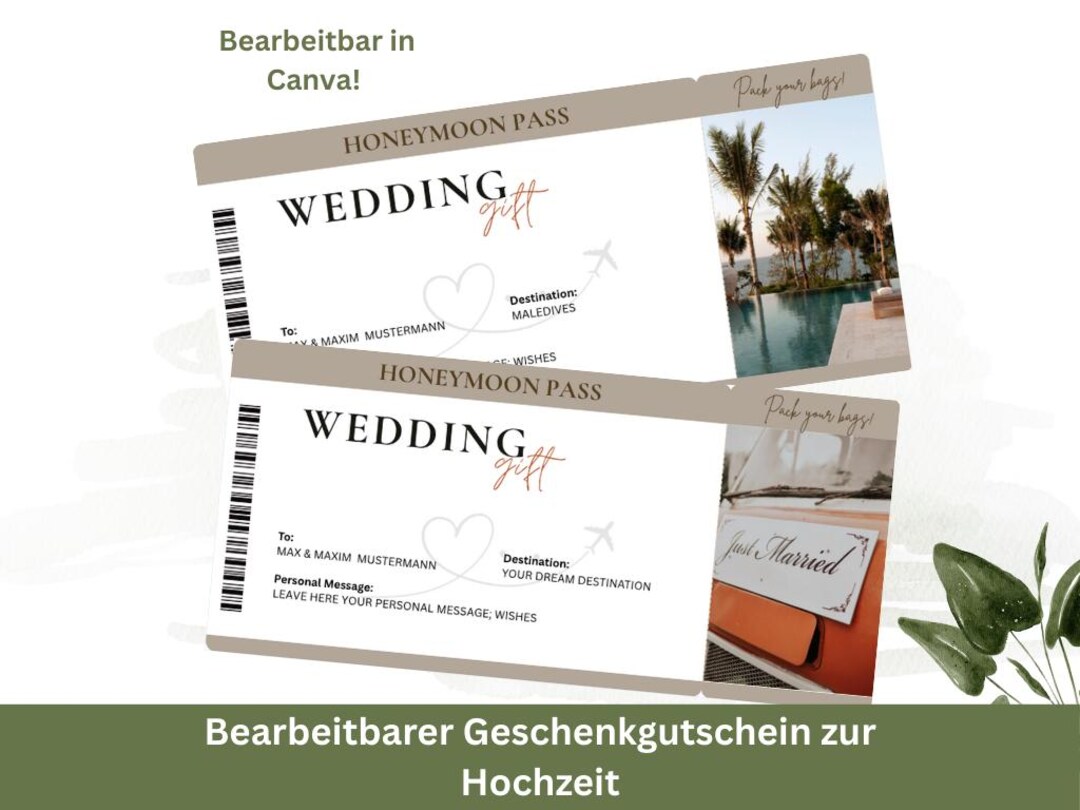 Wedding Voucher Templates From Canva – 7 Customizable Honeymoon ...