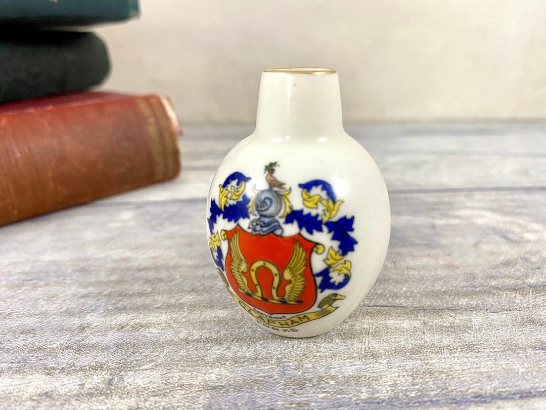 Antique Clapham Souvenir Crested China Roman Vase / Vintage Yorkshire ...
