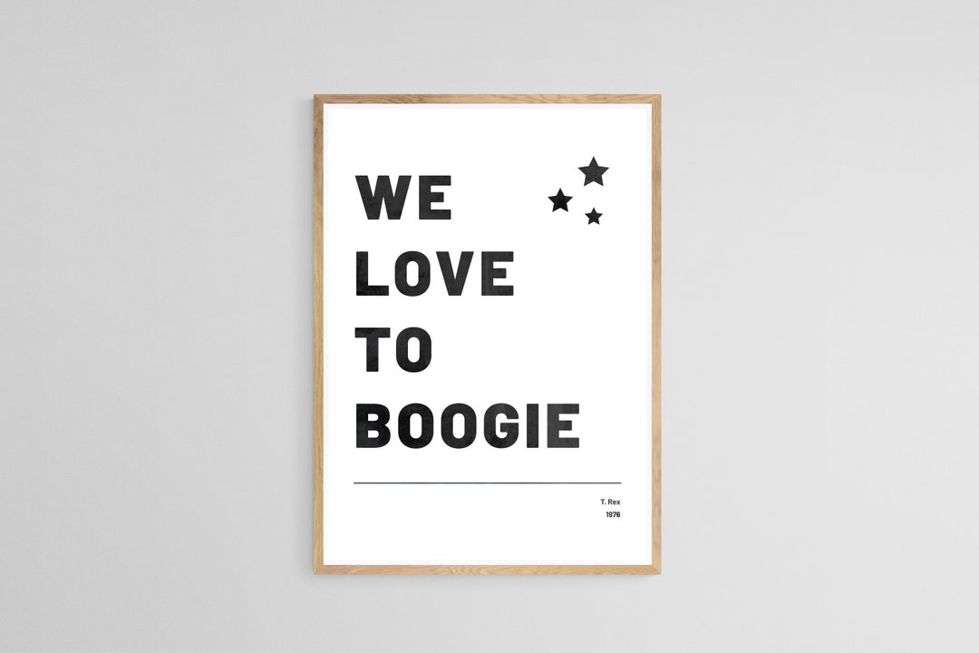 Retro 'I Love to Boogie' Print: 70s Rock N Roll Art (digital Download ...