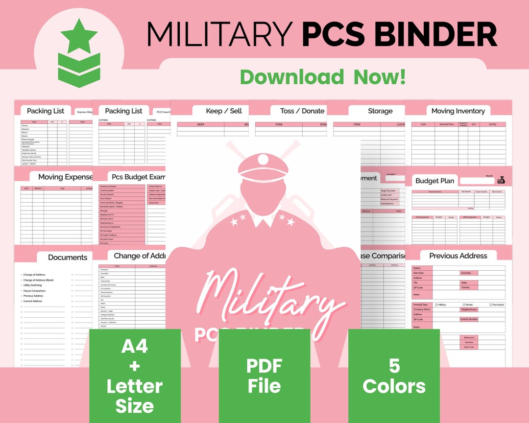 Pcs Binder Printable, A4 Moving Planner, Military Move Planner, Pcs ...