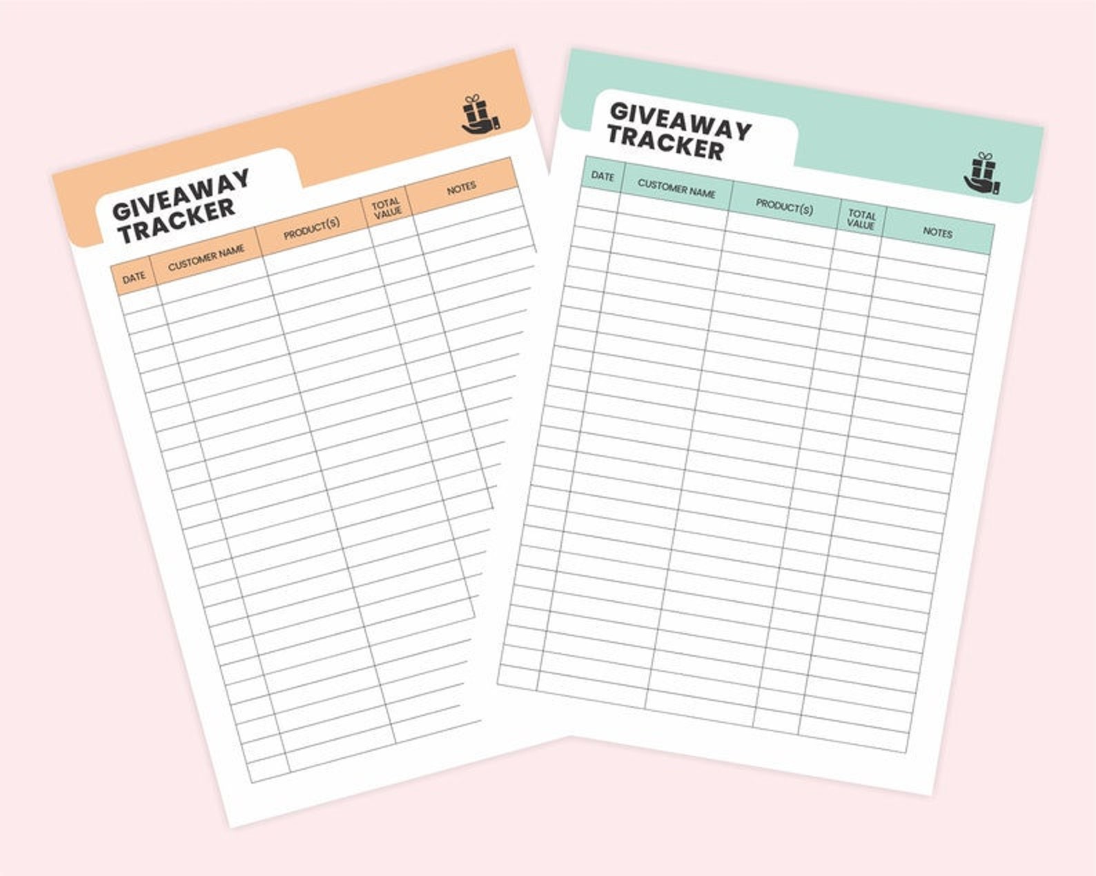 Printable Giveaway Tracking Sheet, Instagram Business Giveaways, Social ...