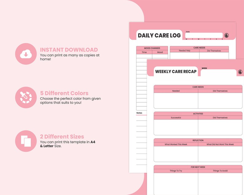 Printable Daily Health Care Log, Day Work Management Planner, Daily ...