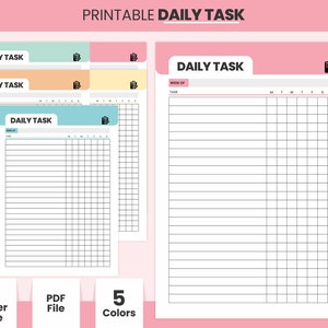 Printable Minimalist Daily Task Tracking Sheet, Digital Work Schedule ...