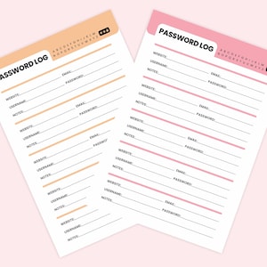 Printable Password Logbook, A4 Password Organizing Sheets, 5 Colors ...