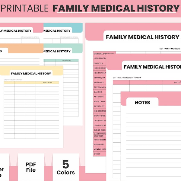 Family Medical History Checklist - Etsy
