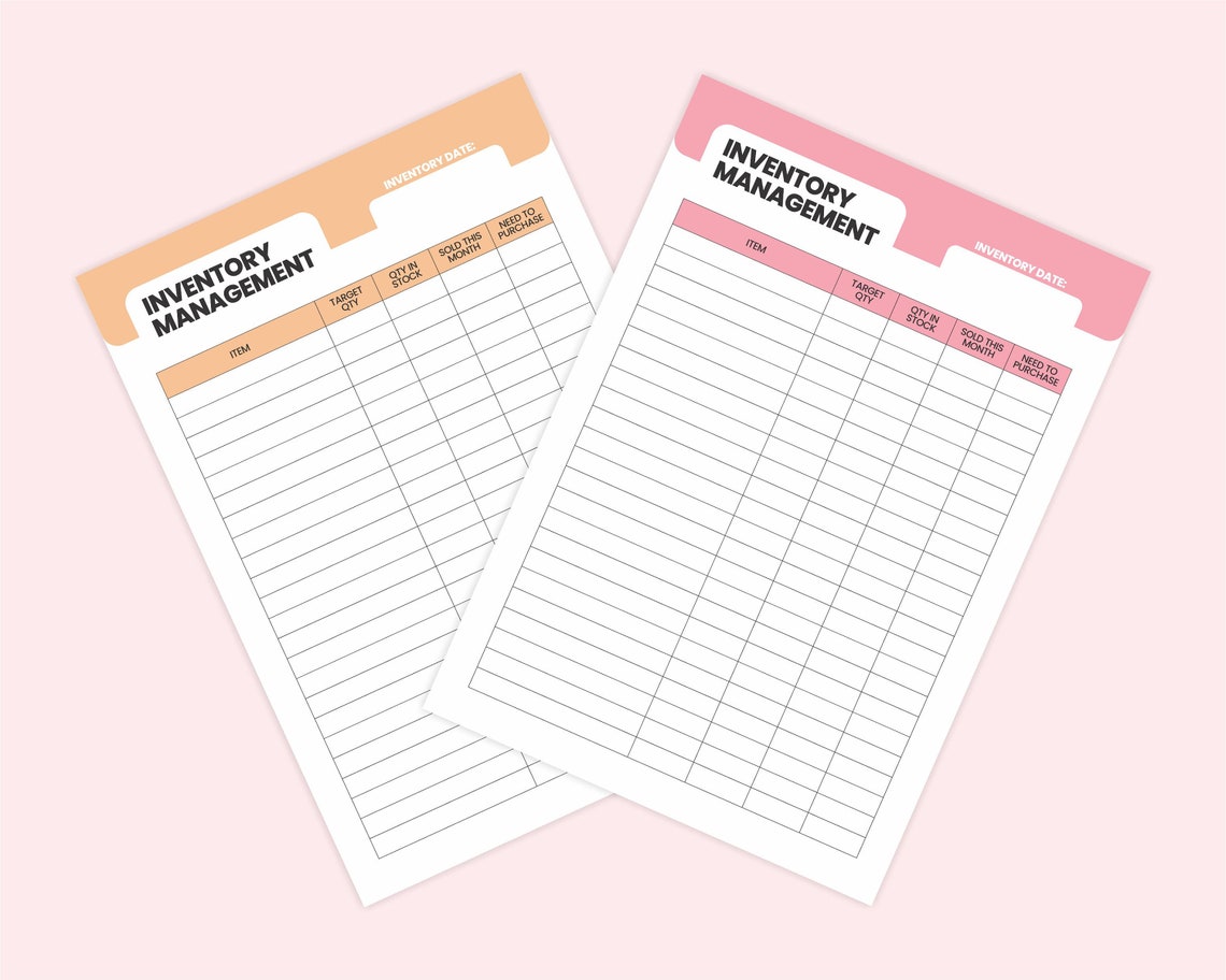 Printable Inventory Management Sheet, Business Inventory List, Product ...