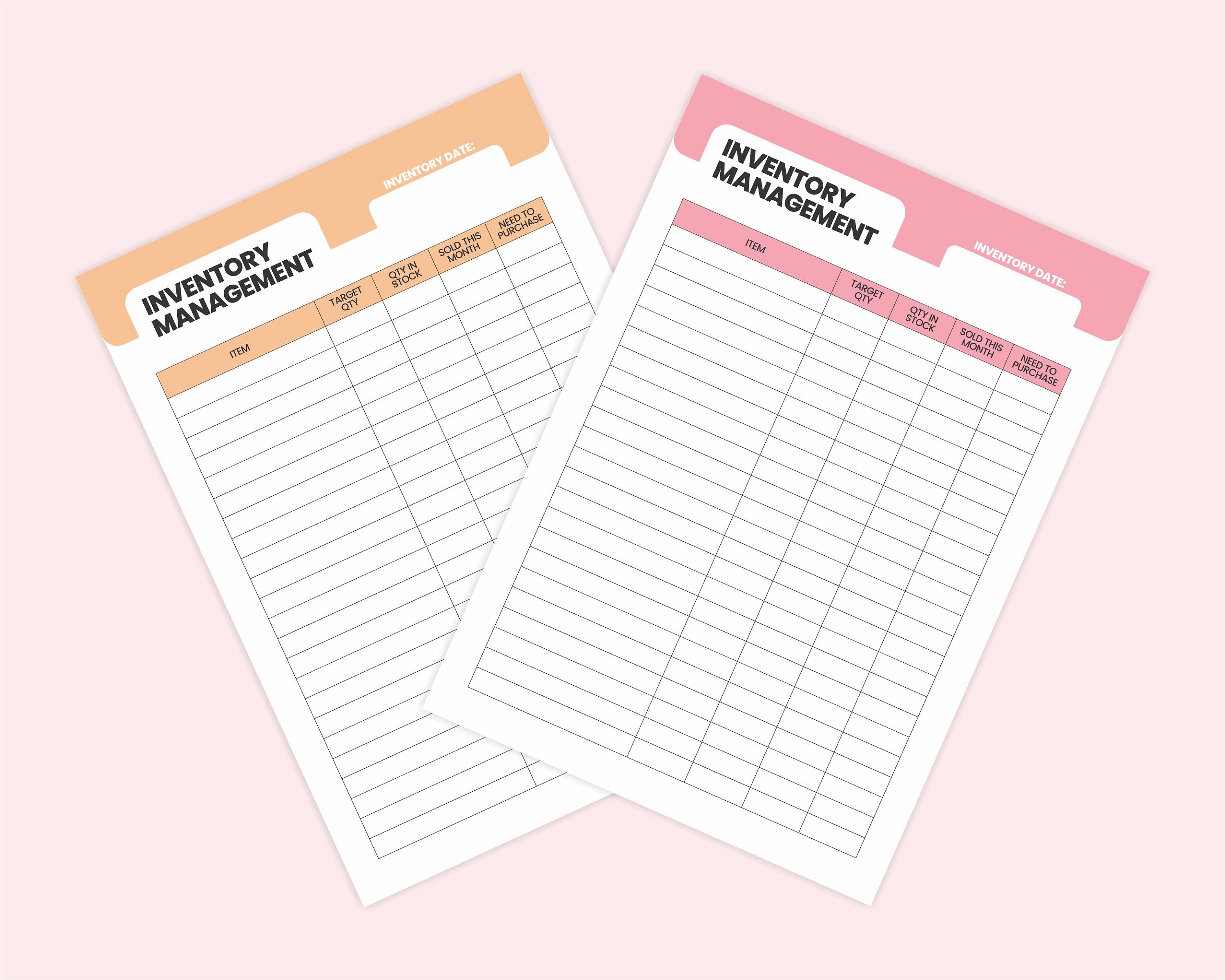 Printable Inventory Management Sheet, Business Inventory List, Product ...