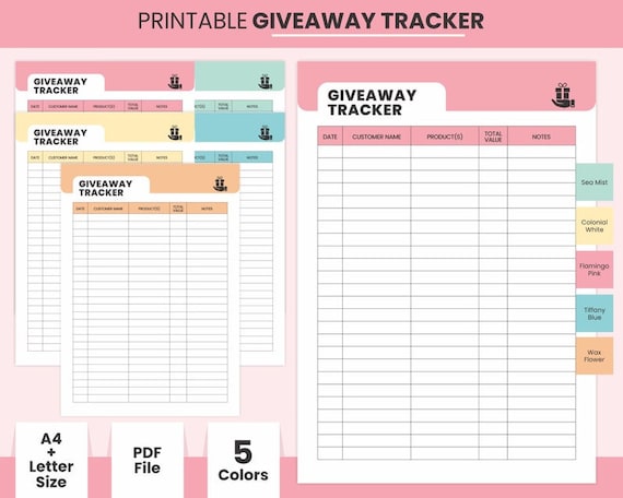 Printable Giveaway Tracking Sheet Instagram Business | Etsy