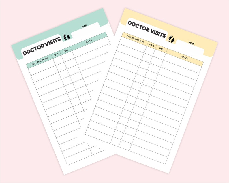 Printable Daily Doctor Visits Physician Office Reception Doctor Visit ...