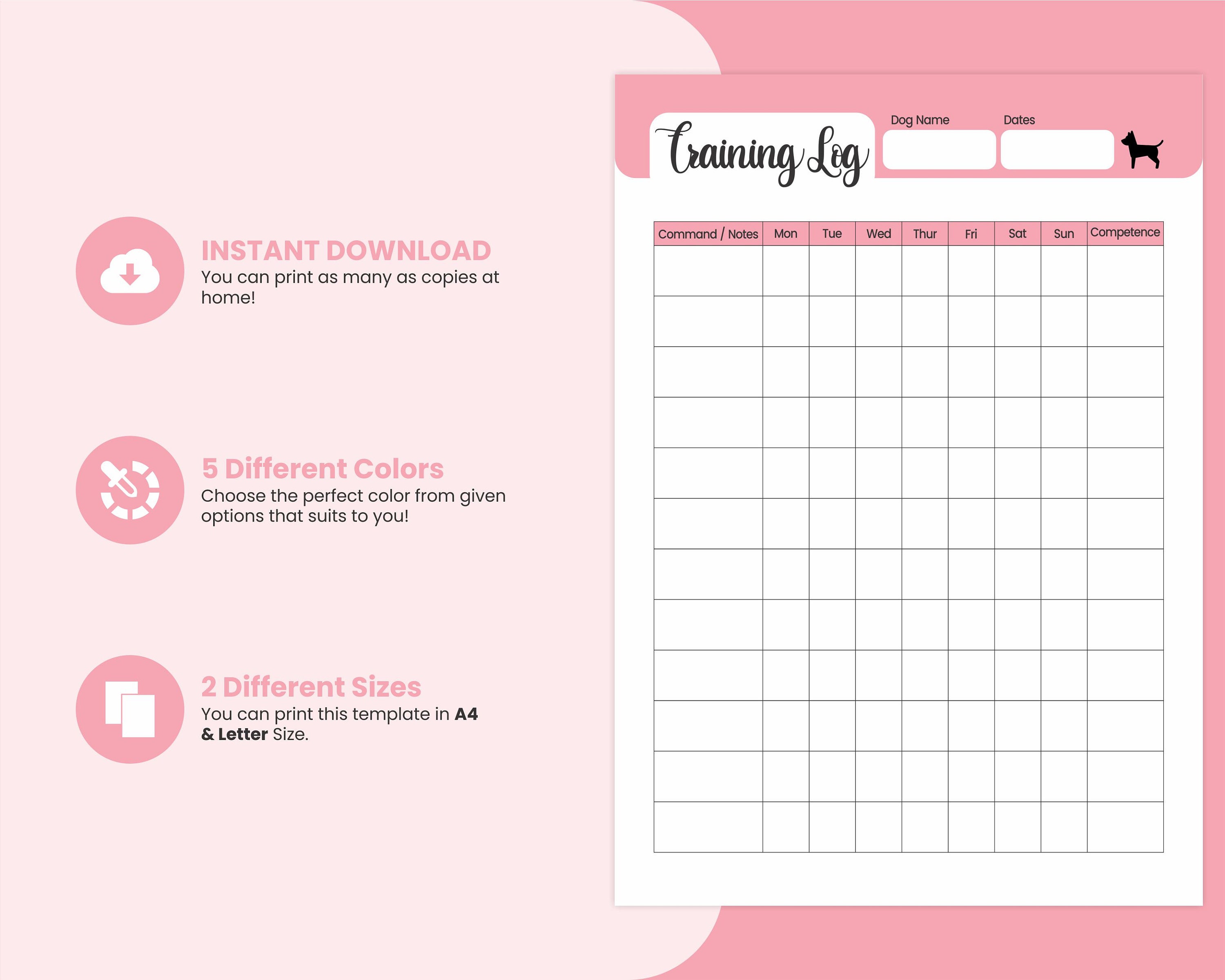 Printable New Puppy Training Log, A4 Puppy Checklist, Pet Grooming ...