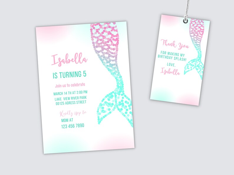 Editable Mermaid Birthday Invitation Printable Mermaid - Etsy