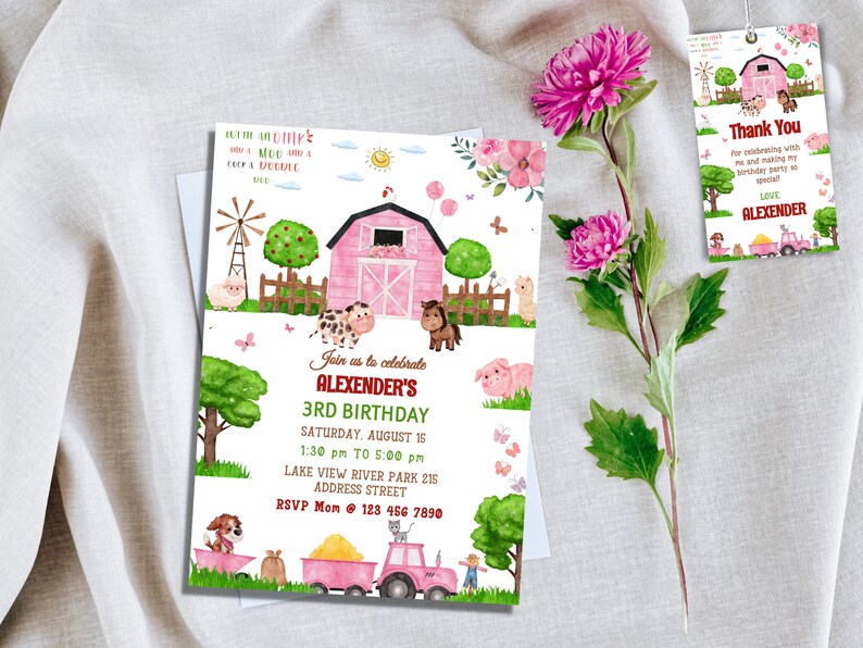 Farm Birthday Party Invitation Template, Farm Animals Birthday ...