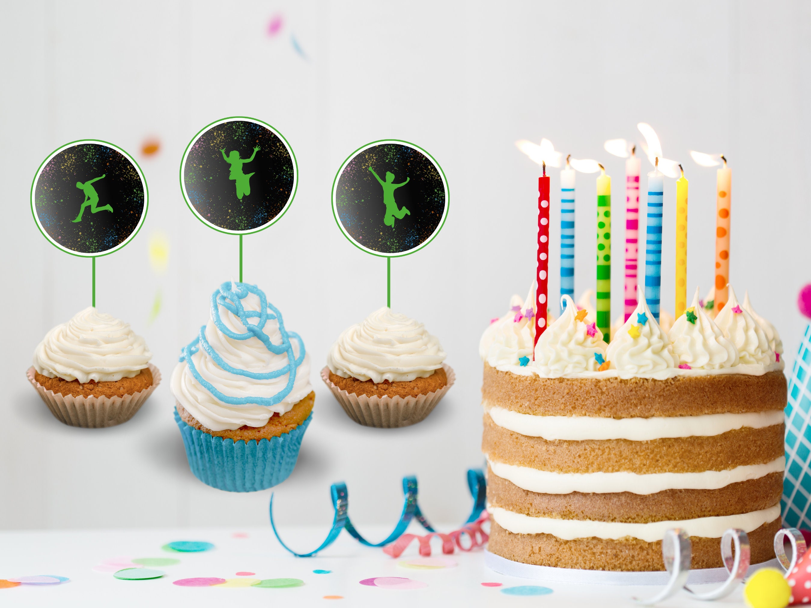 Cupcake Toppers Trampoline Park Birthday Invitation, Trampoline Party ...