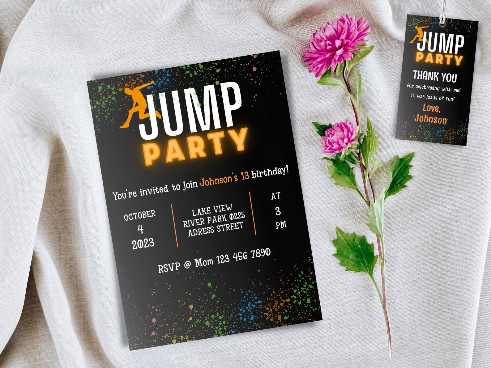 Trampoline Park Birthday Invitation, Trampoline Party, Jump Birthday ...