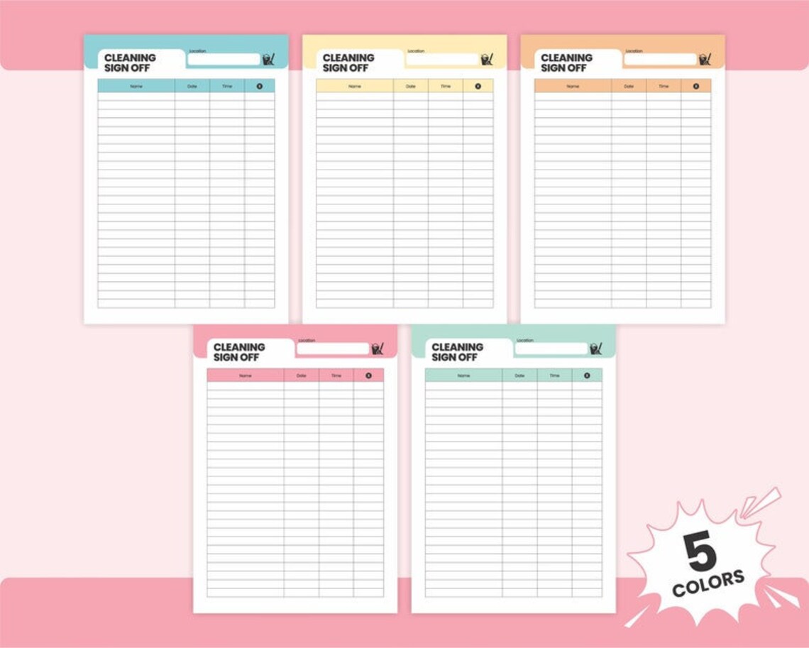 Printable Daily Business Cleaning Sign-off Sheet Digital Download ...