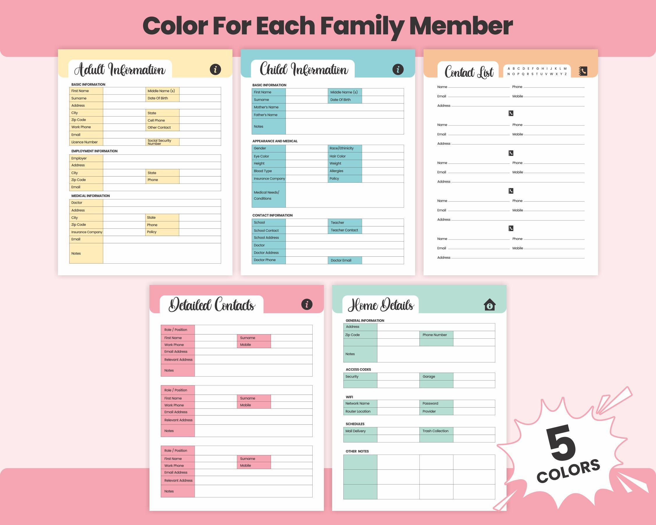 Printable Family Emergency Binder, A4 and Letter Size End of Life ...