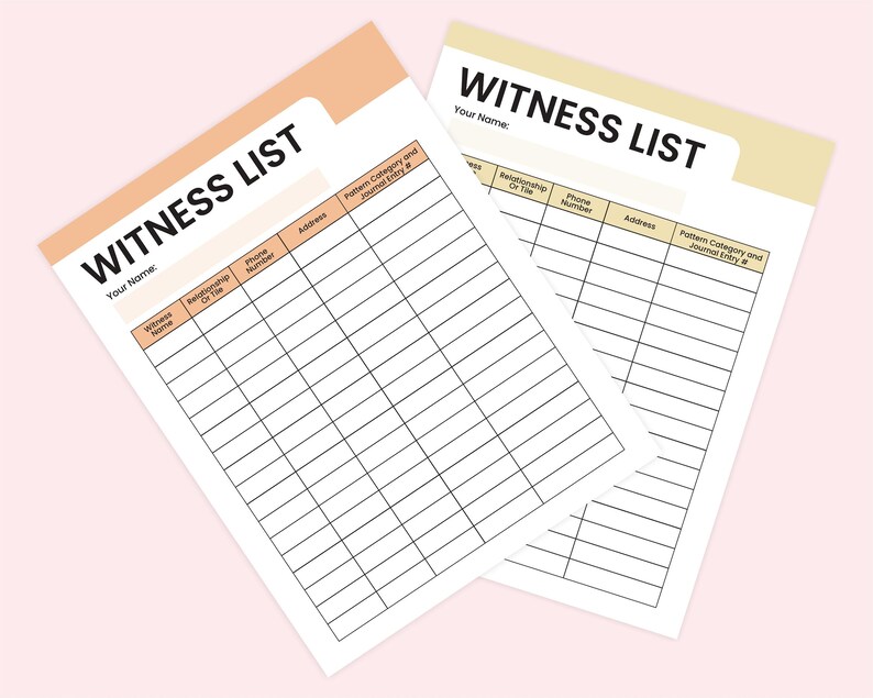 Printable Child Custody Case Witness List, Single Parent Child Custody ...