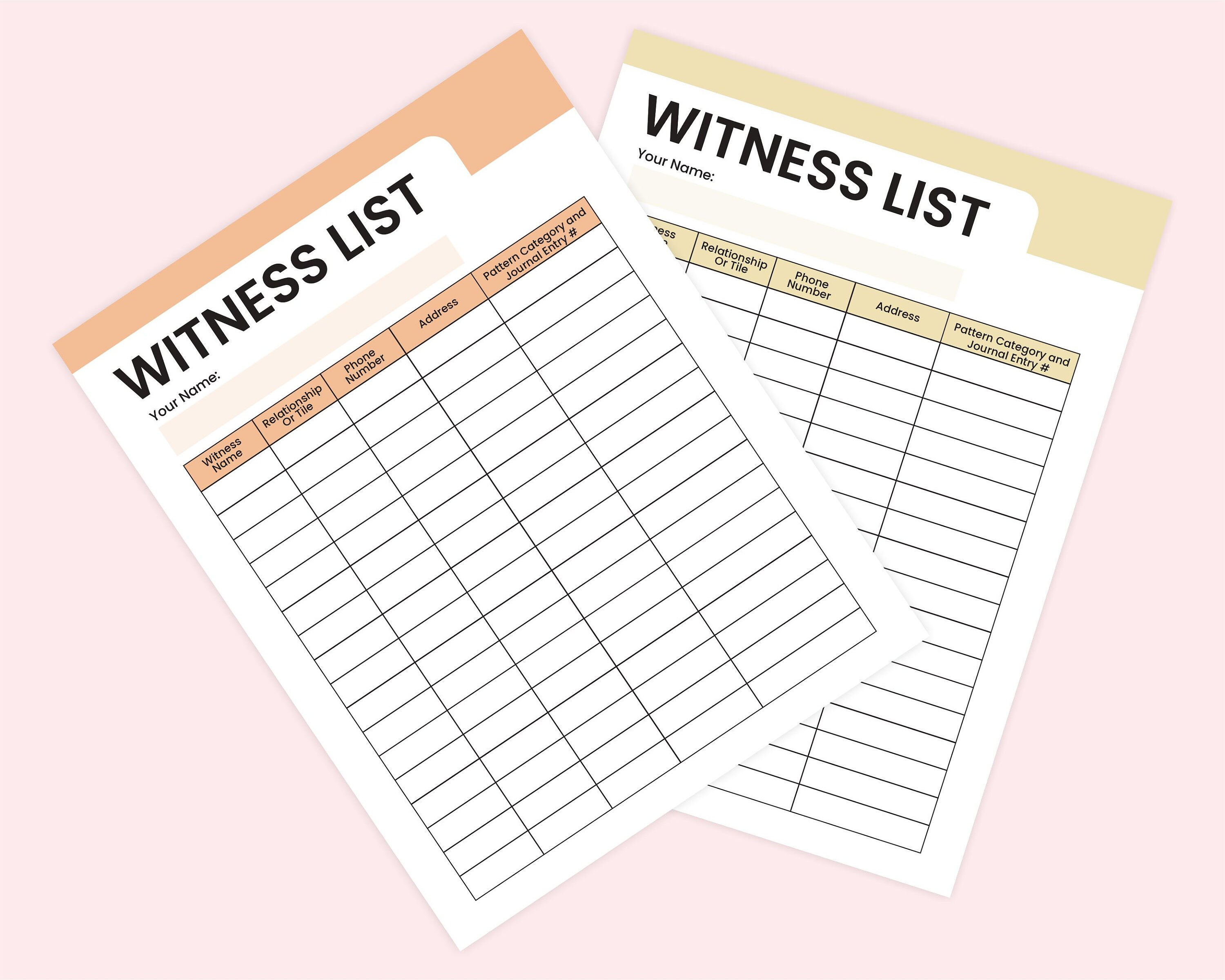 Printable Child Custody Case Witness List, Single Parent Child Custody ...