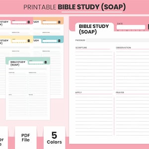 Printable Bible Study Planner, PDF Downloadable Soap Bible Study ...