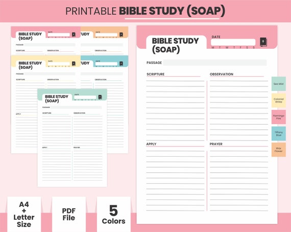 Printable Bible Study Planner PDF Downloadable Soap Bible | Etsy