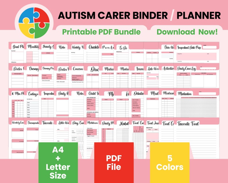 Printable Autism Planner Autism Carer Binder Autistic Child Planner Ads ...