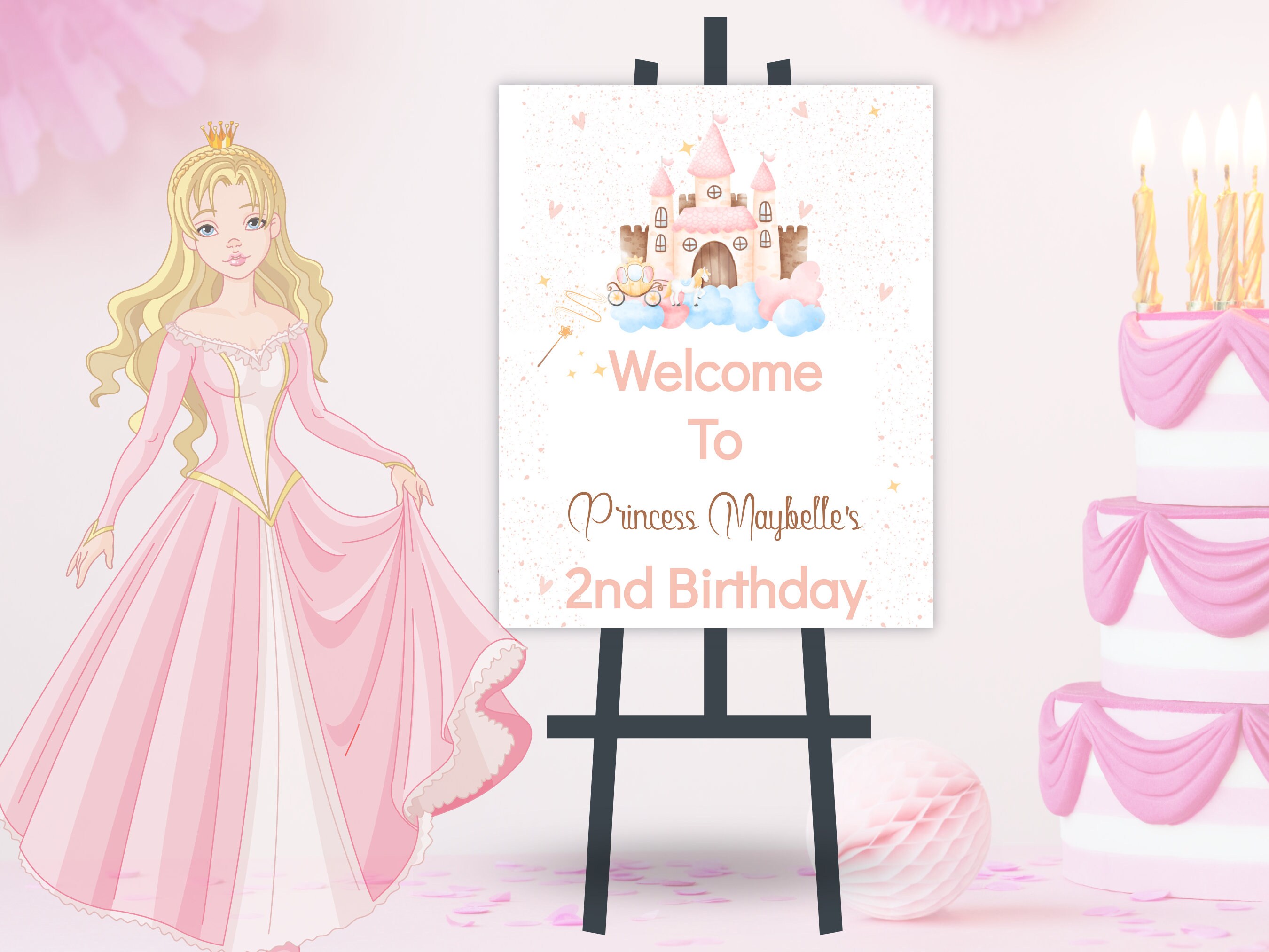 Princess Welcome Sign Princess Birthday Invitation Princess - Etsy