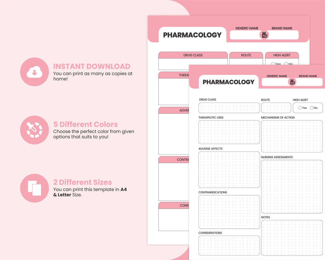 Printable Medical Nursing Pharmacology Notes Pdf Template, Nursing ...